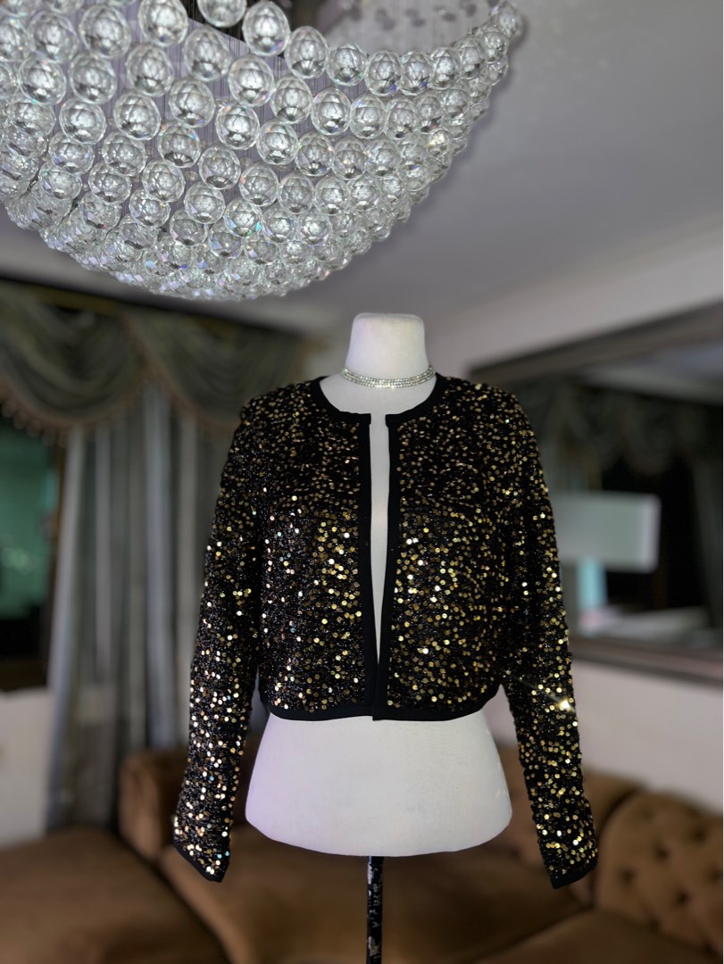 GOLD AND BLACK SEQUIN BLAZER JACKET PERFECT FOR FORMAL EVENTS CLASSY ...