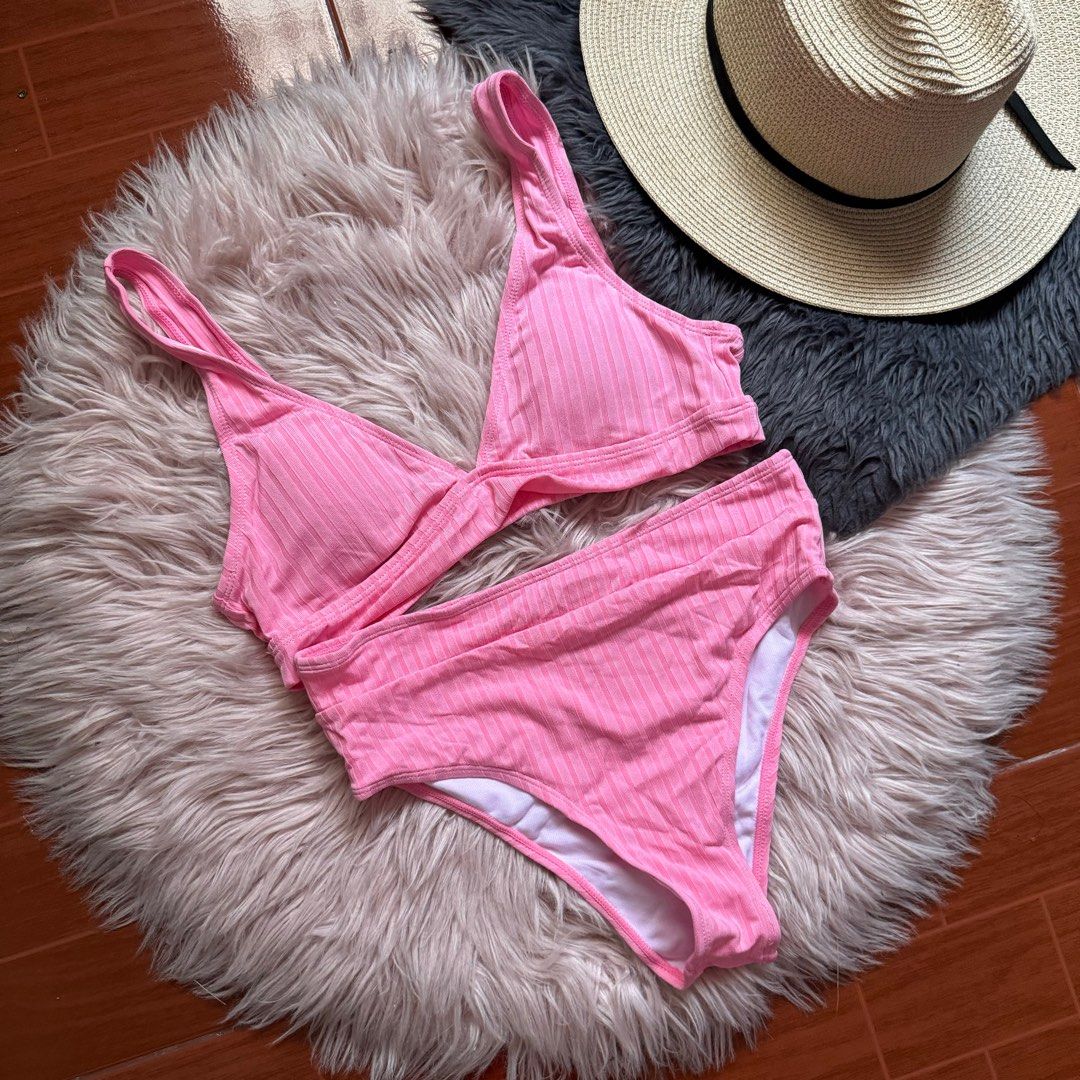 L | Shein Swimsuit Baby Pink 1, Women's Fashion, Swimwear, Bikinis ...