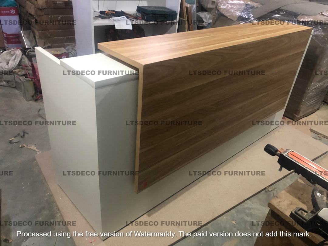 Long laminated counter table office partition supply, Furniture & Home ...