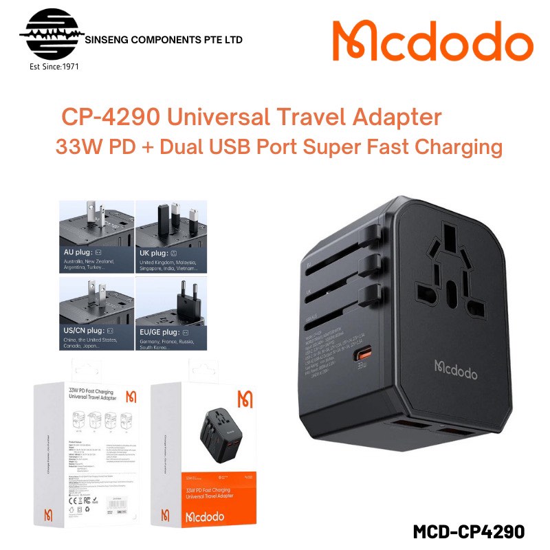 [Retail Exclusive] MCDODO CP-4290 33W PD Universal Travel Adapter ...