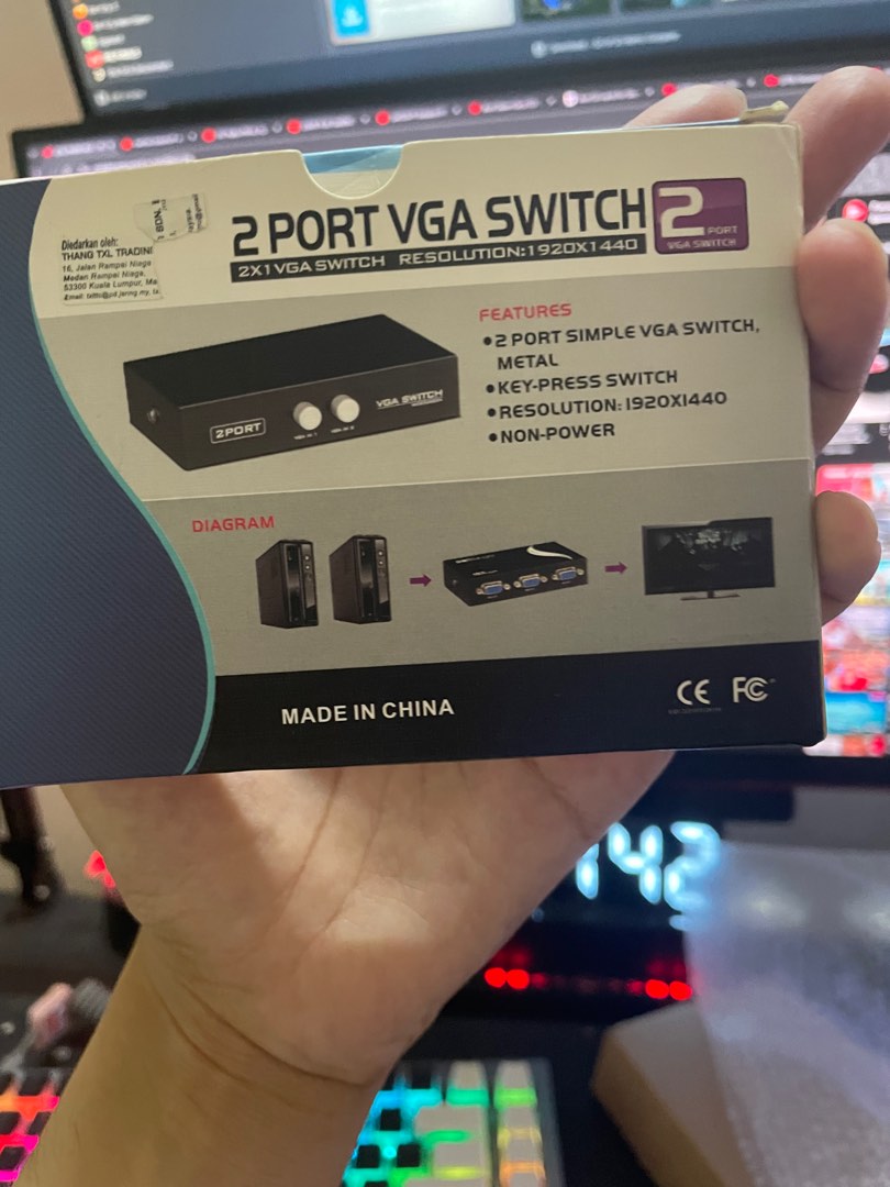 [New] Vga port switch 2x1 (2 in 1 out), Computers & Tech, Parts ...