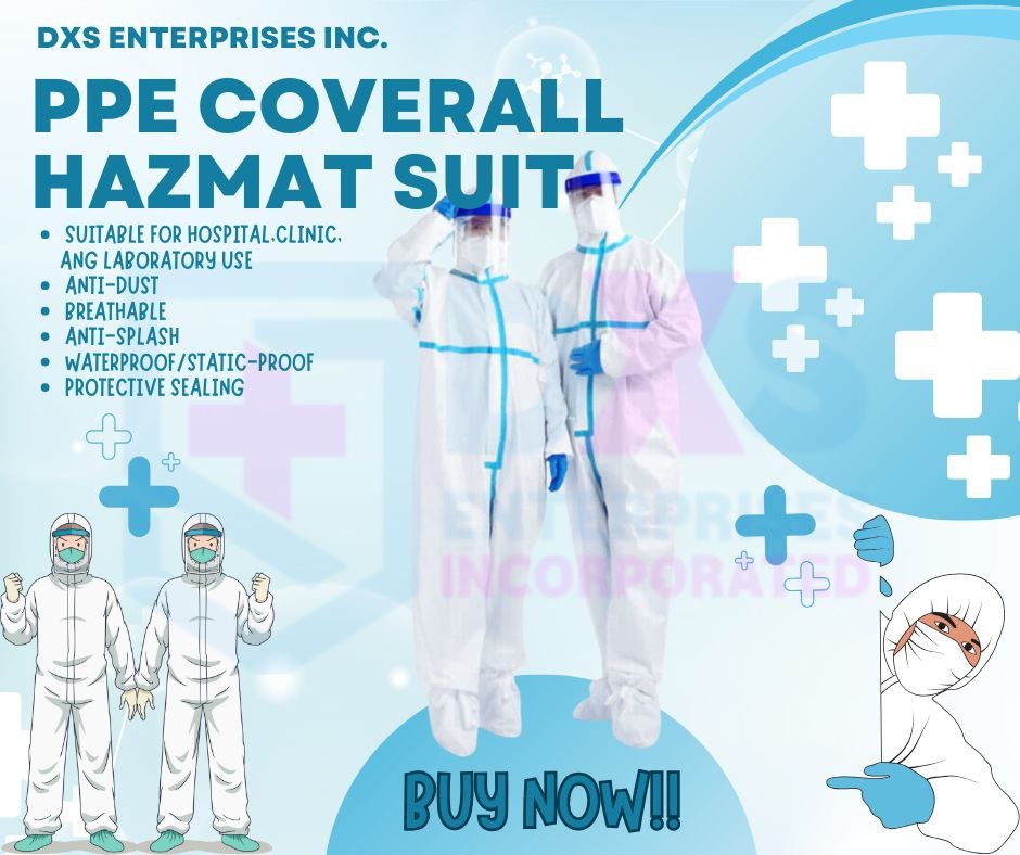 PPE COVERALL HAZMAT SUIT, Health & Nutrition, Medical Supplies & Tools on Carousell