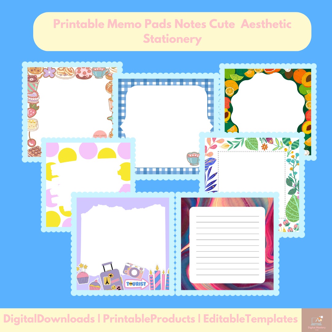 Printable Memo Pads Notes Cute Kawaii Digital Downloads Kawaii Journal ...