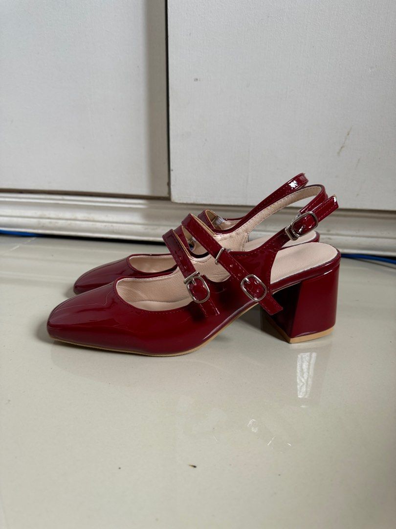 Red mary jane shoes, Women's Fashion, Footwear, Heels on Carousell