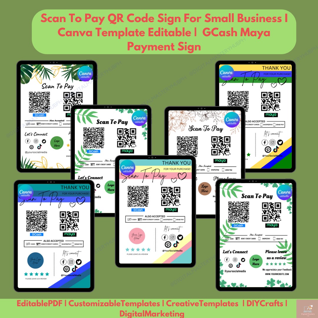 Scan To Pay QR Code Sign For Small Business I Canva Template Editable ...
