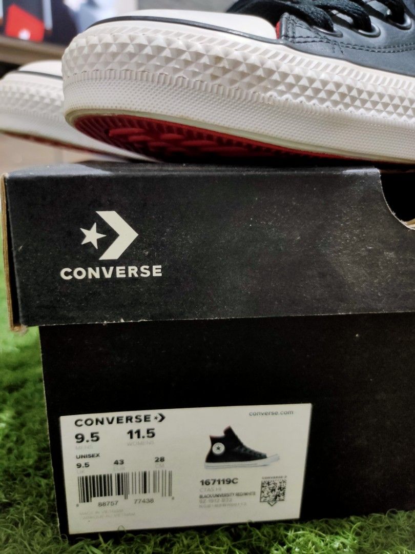 Sepatu converse leather black university red white resmi pt map, Fesyen ...