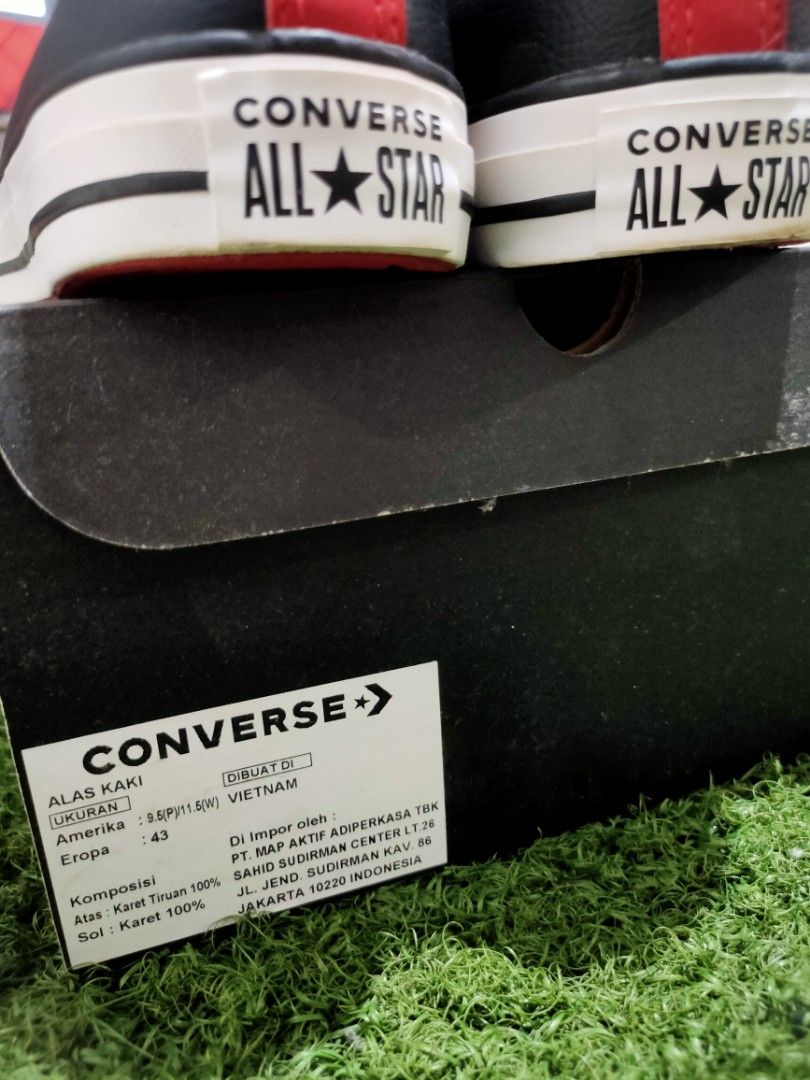 Sepatu converse leather black university red white resmi pt map, Fesyen ...