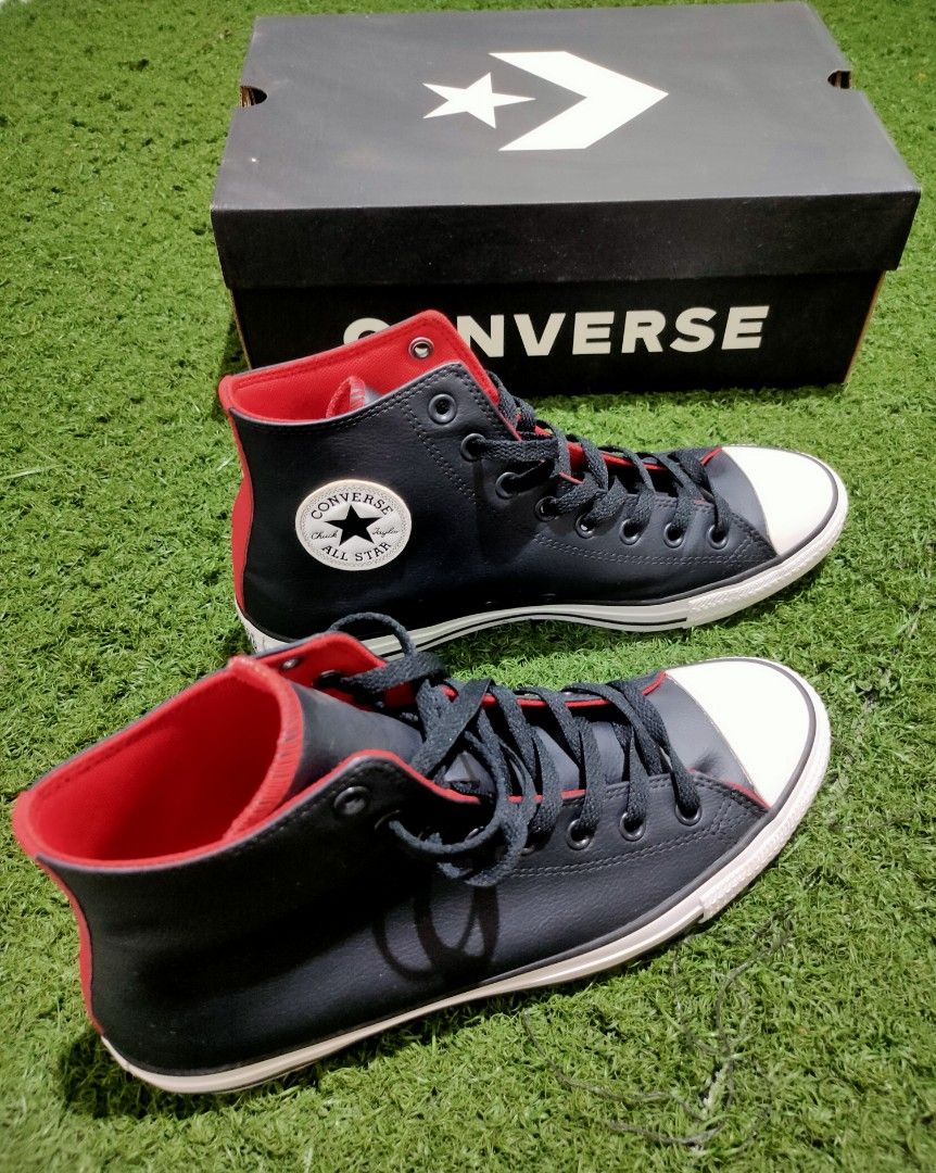 Sepatu converse leather black university red white resmi pt map, Fesyen ...