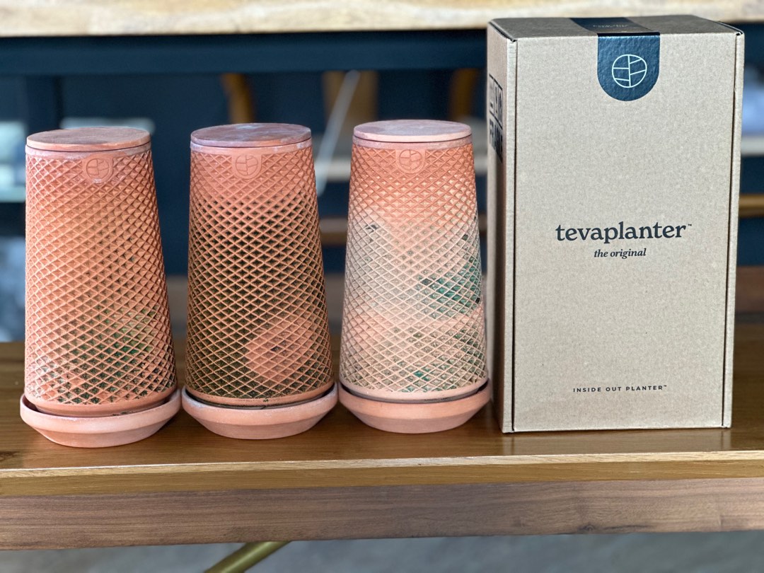 Tevaplanter terracotta planter - used / with box, Furniture & Home ...
