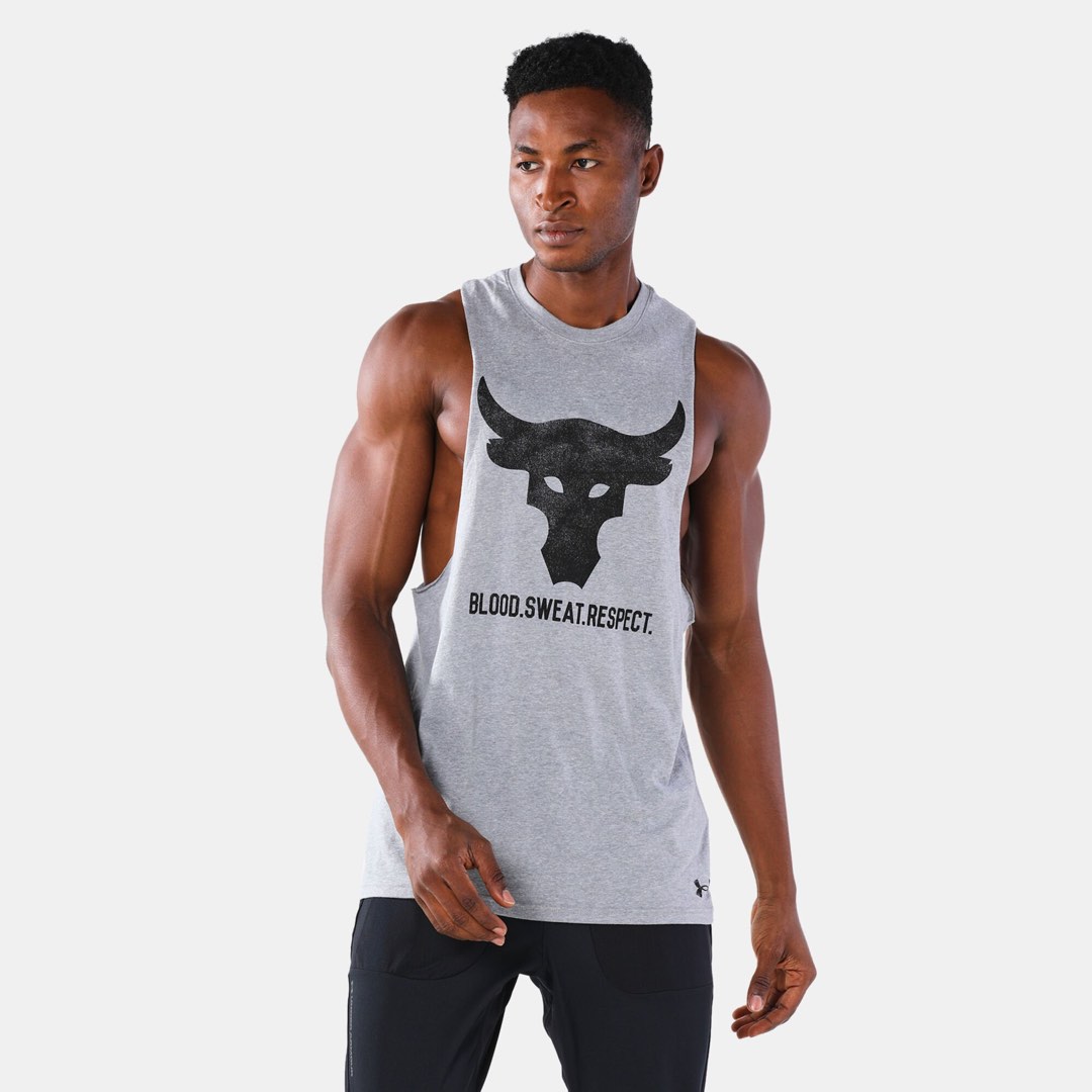Under armour project rock tank top, Men's Fashion, Activewear on Carousell