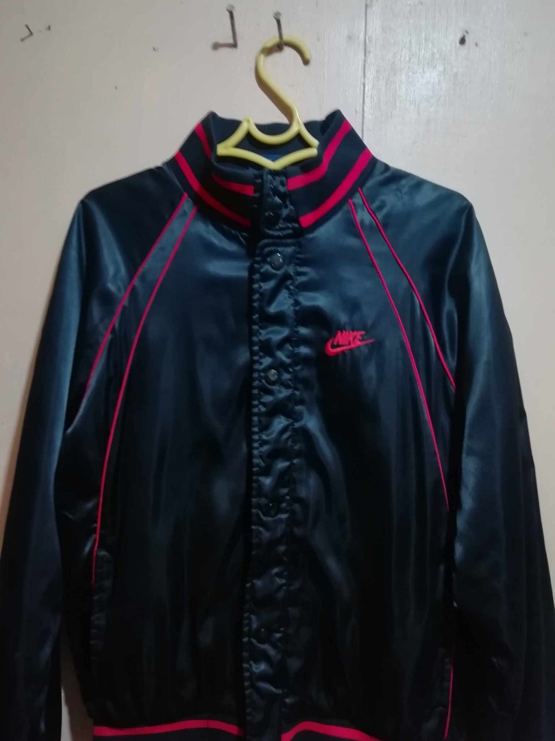 VTG 1985 Nike AIR JORDAN 1 OG Wings Satin Jacket Bred Black Red Blue ...