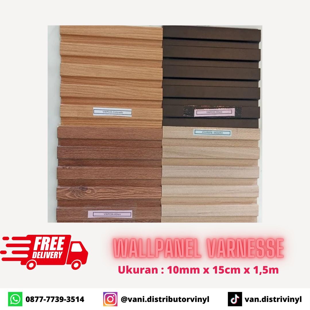 WOOD PANEL PVC WPC DINDING VARNESSE PANJANG 1,5M - 3D WALLPANEL, Properti, Dijual di Carousell