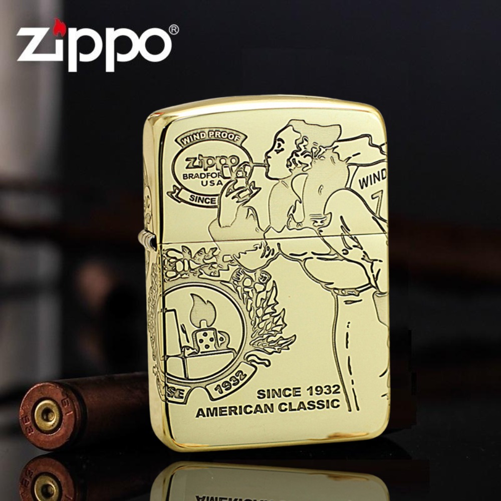 1941 High Polished Gold Finely Carved Windy Pool Girls Zippo Lighter, Hobbies & Toys ...