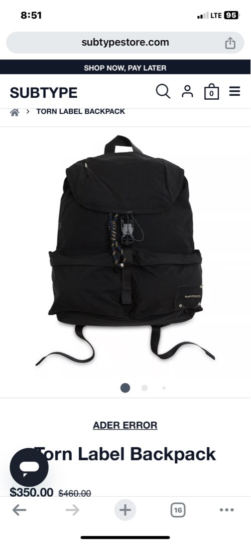 ADER ERROR TORN label backpack, Women's Fashion, Bags & Wallets ...