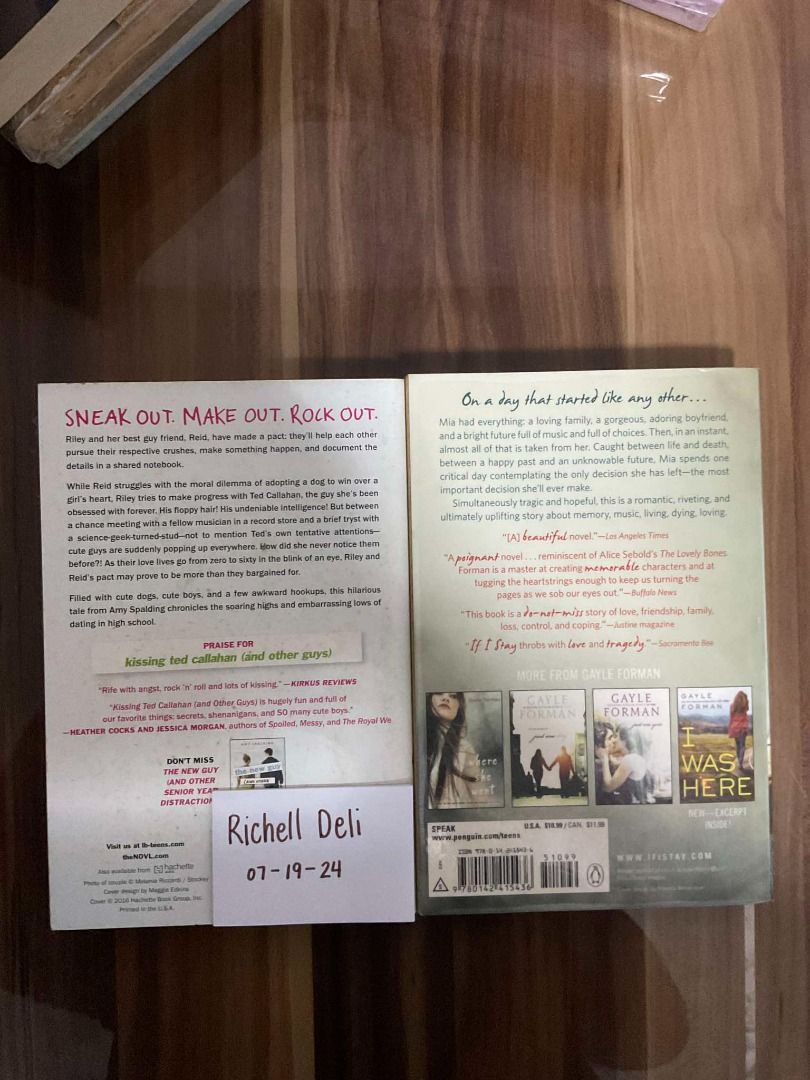 BUNDLE 3 (If I Stay by Gayle Forman ; Kissing Ted Callahan (and other ...