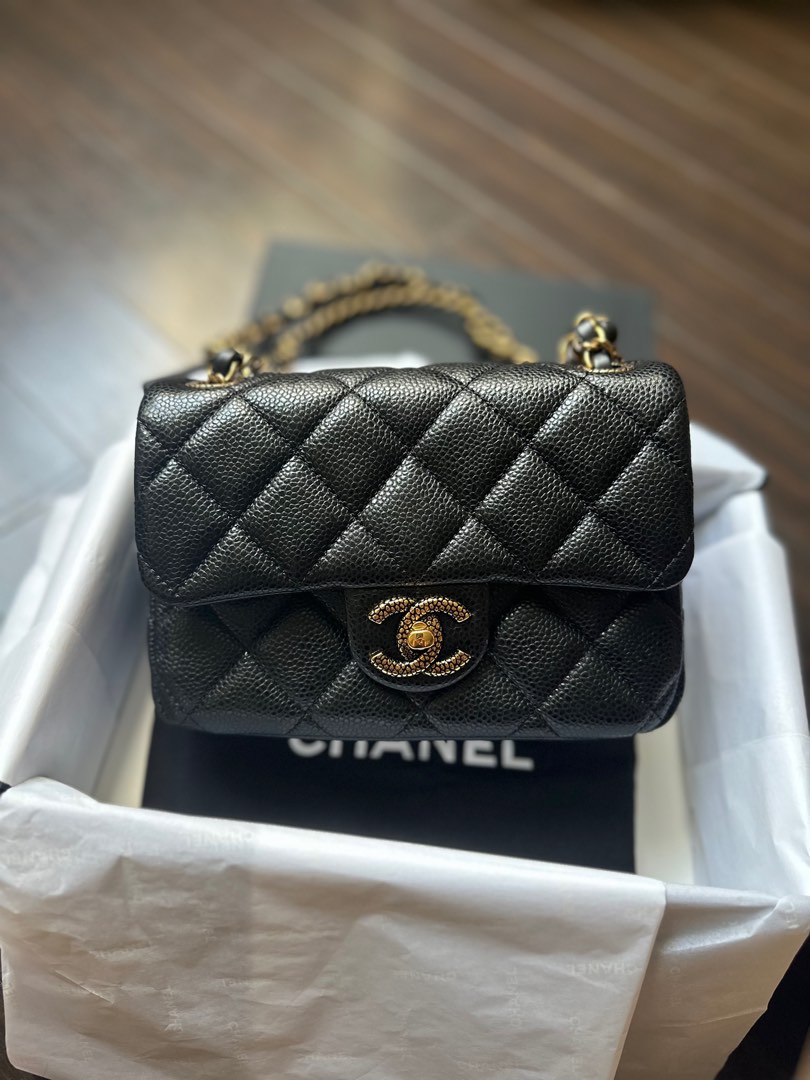 (蝕賣） ️全新Chanel 24B 荔枝皮黑色方胖, 名牌, 手袋及銀包 - Carousell
