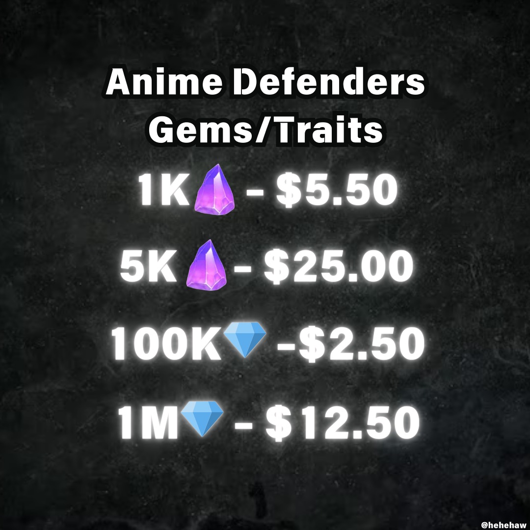 [Cheapest] Anime Defenders Gems / Trait Crystal / Rerolls roblox anime ...