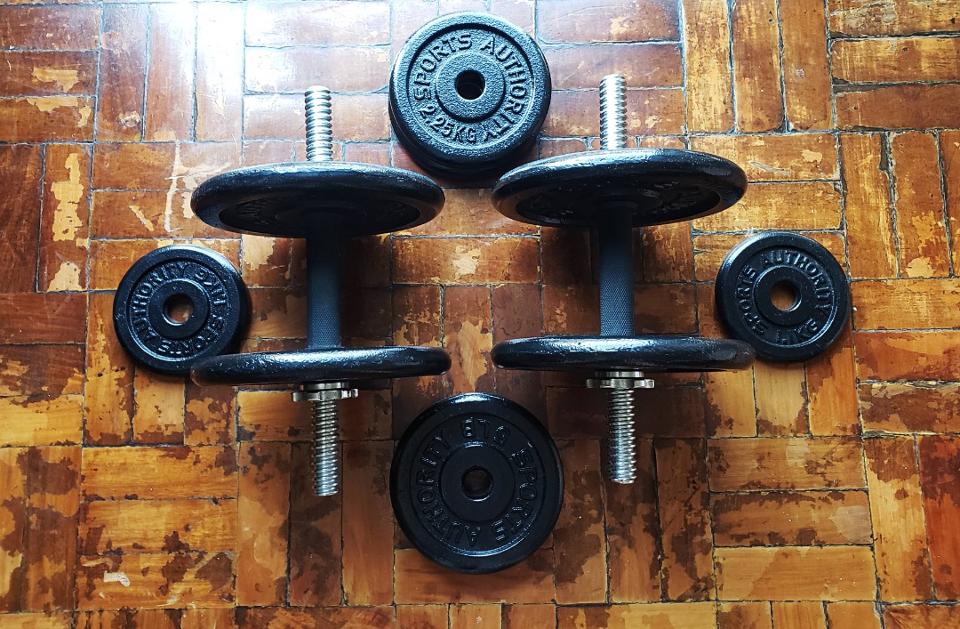 Chrome Short Bar with Weights and Lock 10lbs 5lbs and 2.5lbs ...