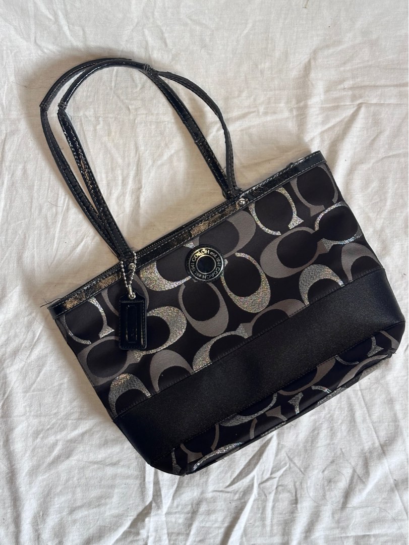 Coach Signature Metallic Stripe Tote, Women's Fashion, Bags & Wallets ...