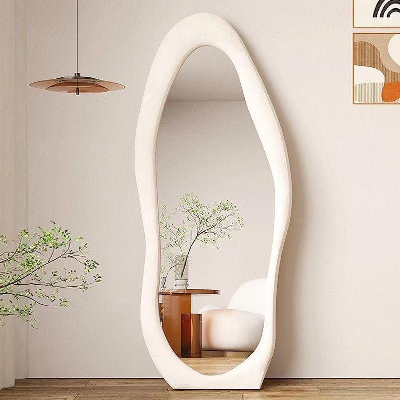 Cream style full-length mirror, floor to ceiling mirror, ins Nordic ...
