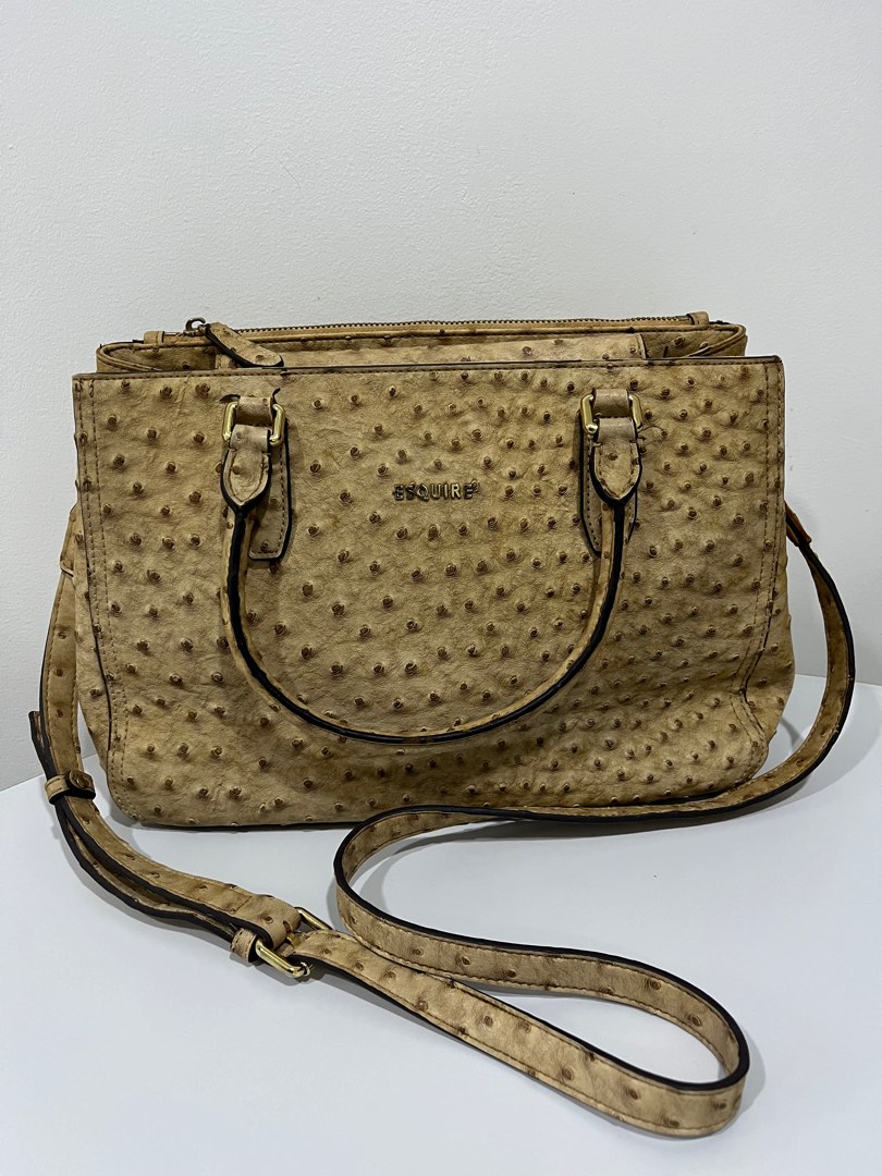 ESQUIRE OSTRICH LEATHER TWO-WAY BAG, Women's Fashion, Bags & Wallets ...