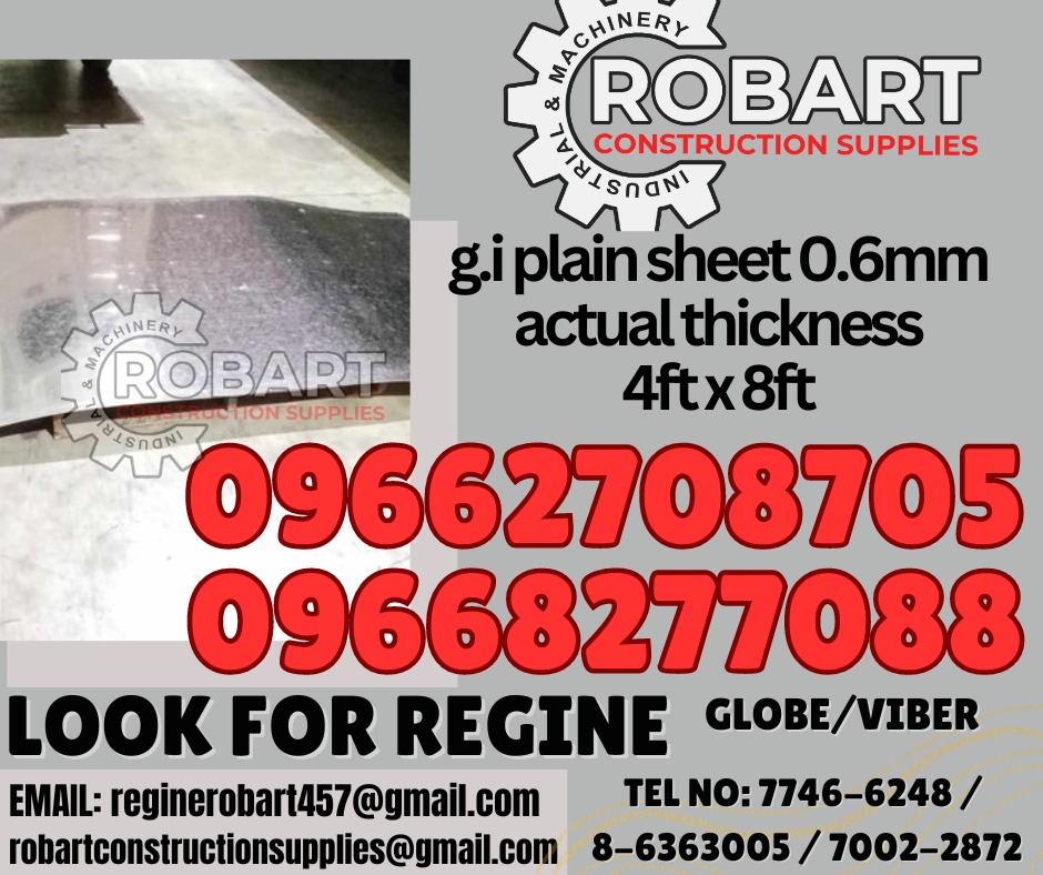 g.i plain sheet 0.6mm actual thickness 4ft x 8ft, Commercial & Industrial, Construction Tools ...