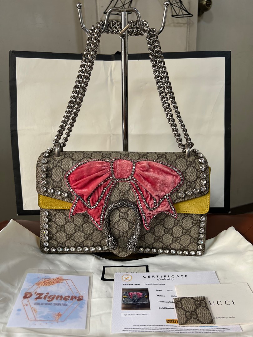 Gucci GG Supreme Crystal Bow Small Dionysus, Luxury, Bags & Wallets on ...