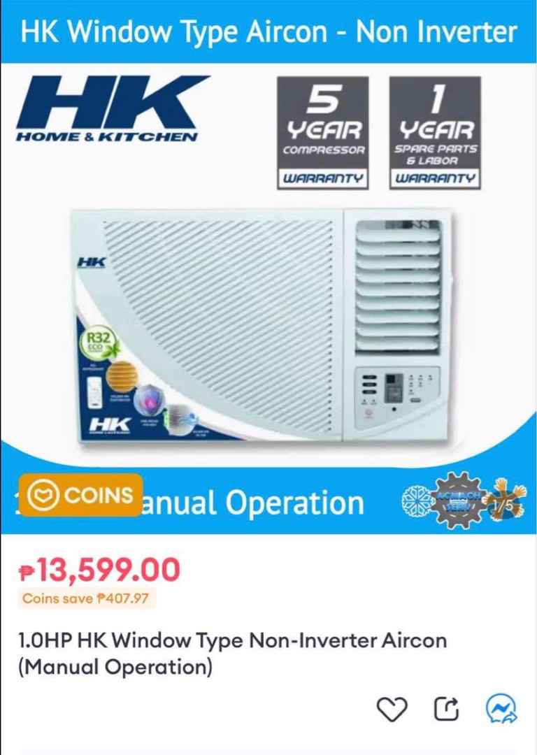 HK Window type Aircon, TV & Home Appliances, Air Conditioning and ...
