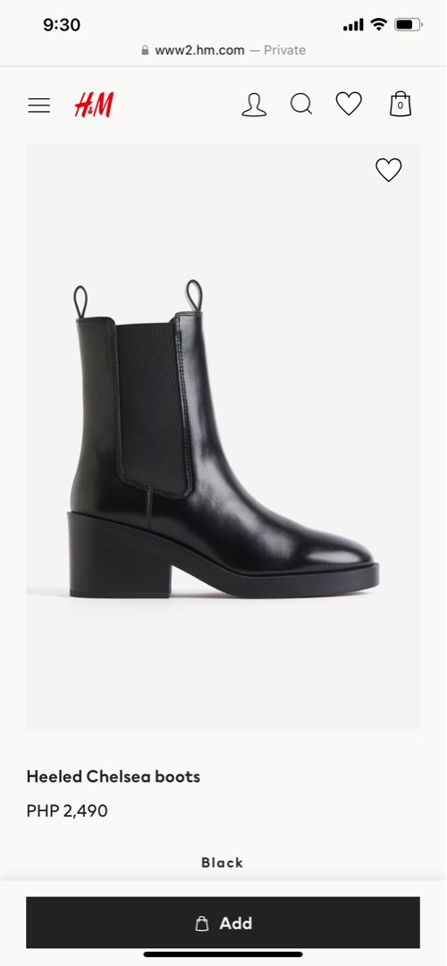 H&M Chelsea High Heel Black Boots, Women's Fashion, Footwear, Boots on ...