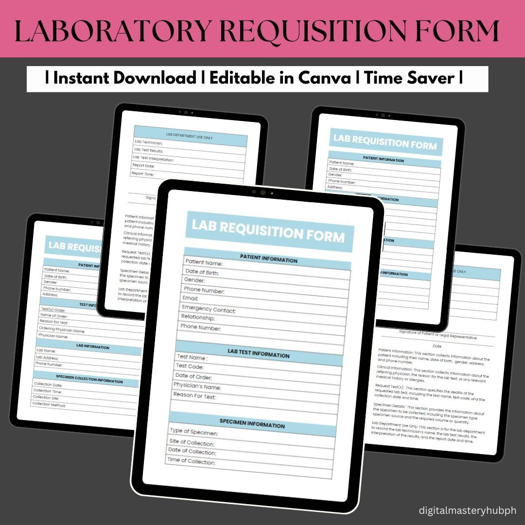 Laboratory Requisition Form | Lab Form | Healthcare Tools | Clinic ...
