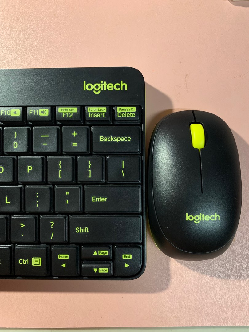 Logitech MK240 Wireless Keyboard and Mouse (Set) Black and Neon Green ...