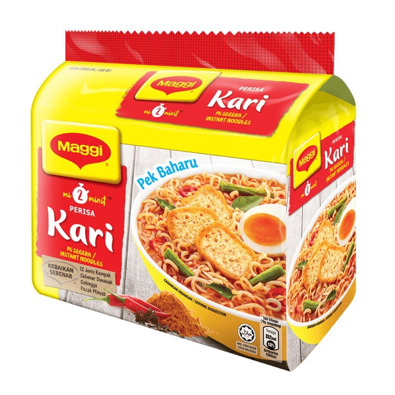 Maggi 2 Minute Noodle Curry (5s) Instant Noodle Mi Segera Megi, Food ...