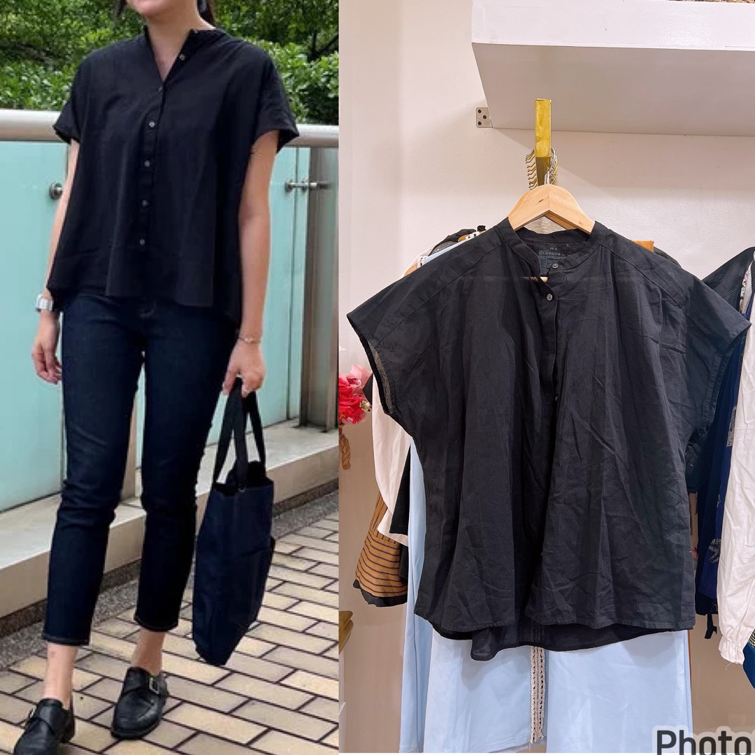 Muji x Uniqlo Top, Women's Fashion, Tops, Blouses on Carousell