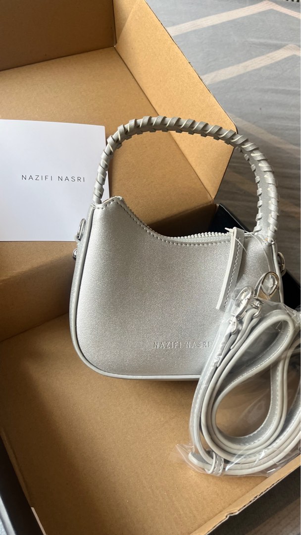 Nazifi Nasri Mini Raiqa Stitch in Silver, Women's Fashion, Bags ...