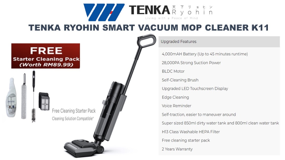 [NEW]Tenka Ryohin Smart Cordless Vacuum Mop Cleaner [ Wet + Dry ], TV ...