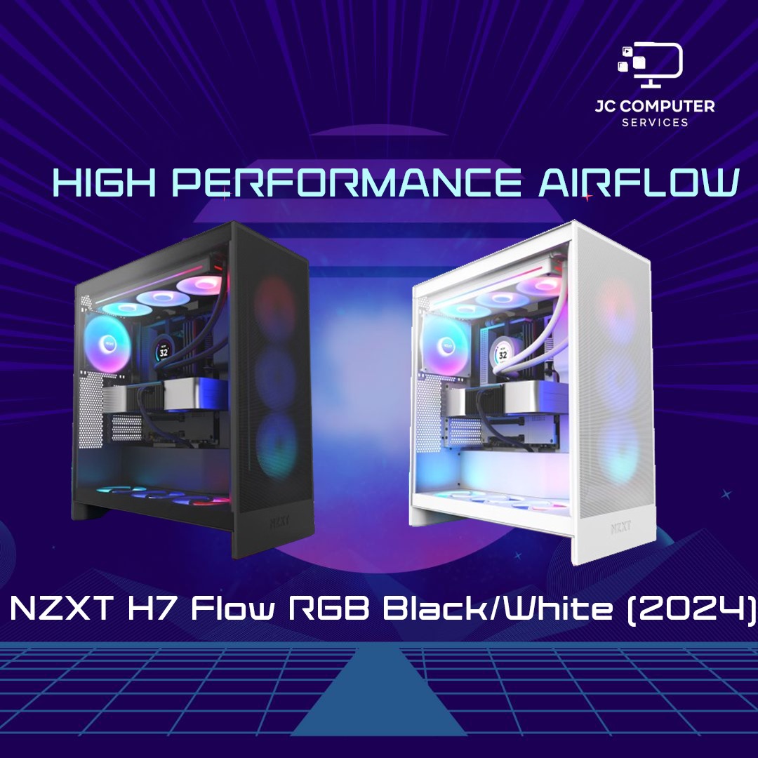 NZXT H7 Flow RGB Black White (2024) PC Computer Desktop Case Chassis ...