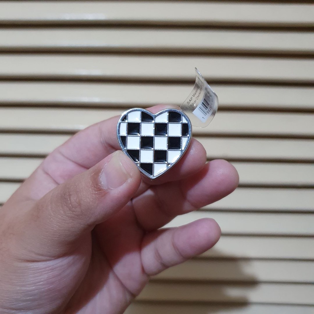 Original Crocs Jibbitz Metal Checkered Heart Black and White, Women's ...