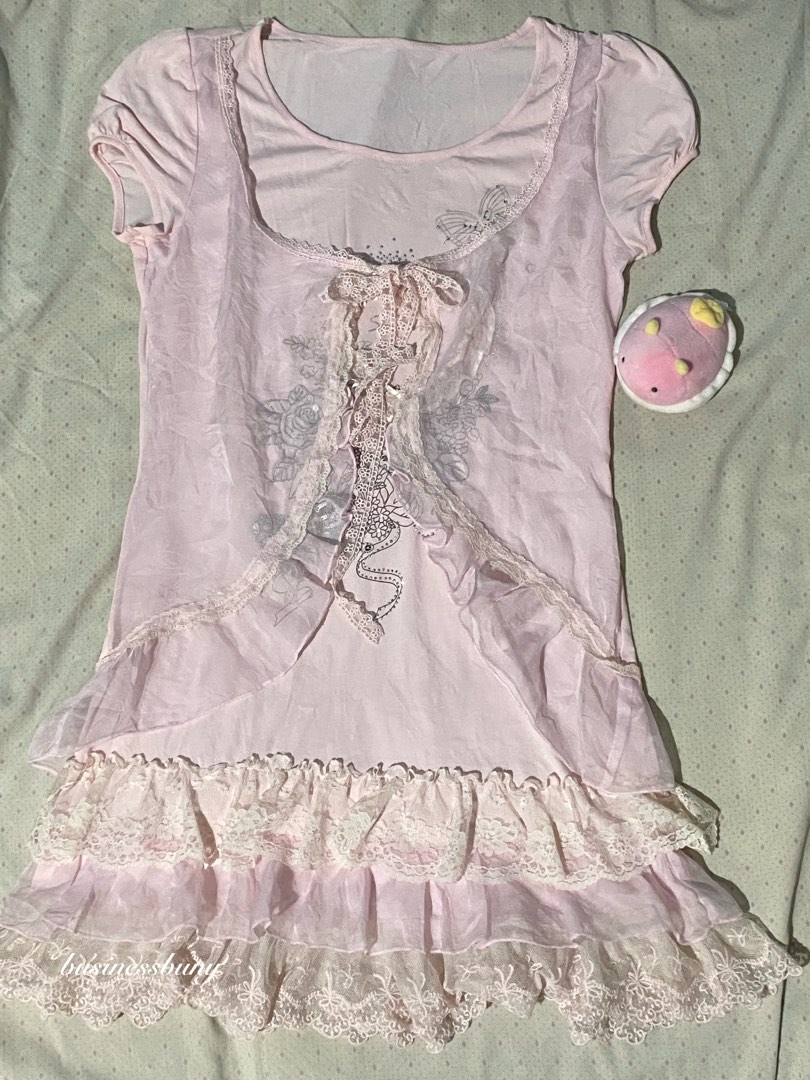 pink coquette liz lisa axes femme lacey dress top, Women's Fashion ...
