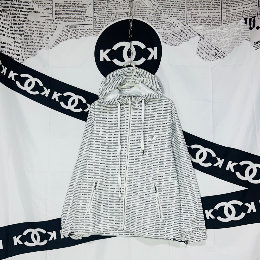 Prada Monogram Windbreaker Jacket, Luxury, Apparel on Carousell