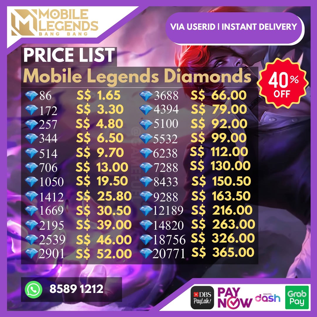 📢PROMO [40% OFF] [INSTANT] [9288💎 $163]🔥100% CHEAPEST MLBB Diamonds 💎 ...