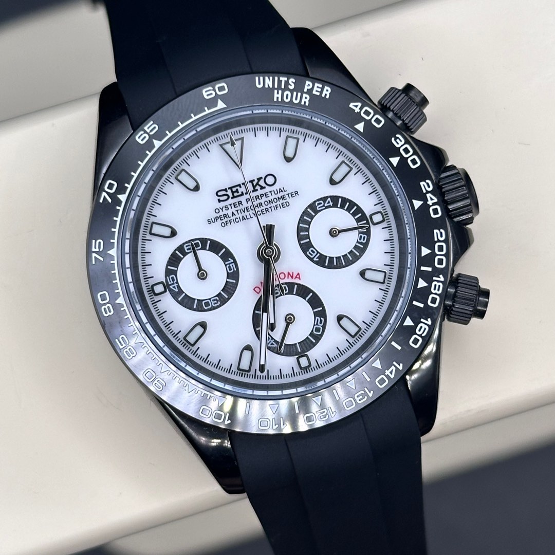 Seiko Daytona Panda Stealth VK64 Chronograph, Barang Mewah, Jam Tangan ...