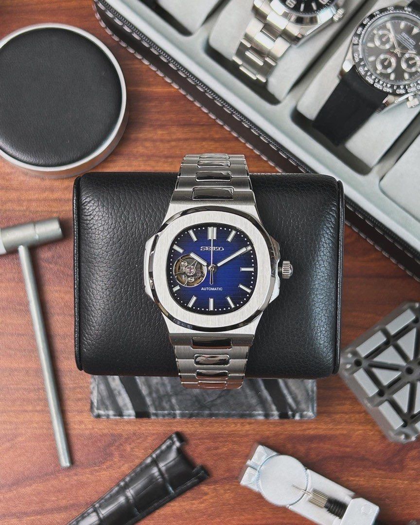 Seiko Nautilus Blue Open Heart NH38 Automatic El Primero, Fesyen Pria ...