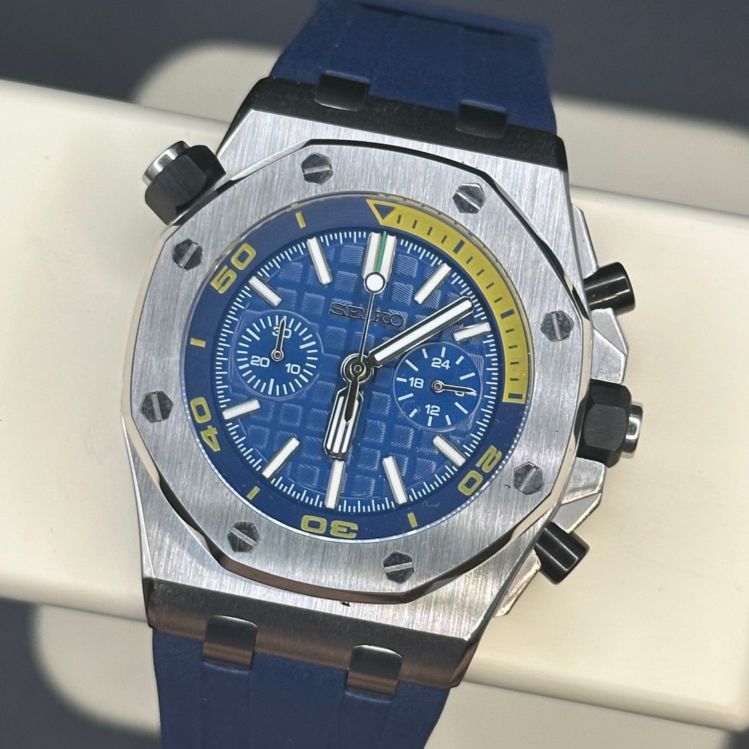 Seiko Royal Oak AP Diver Blue Yellow VK64 Chronograph, Barang Mewah ...