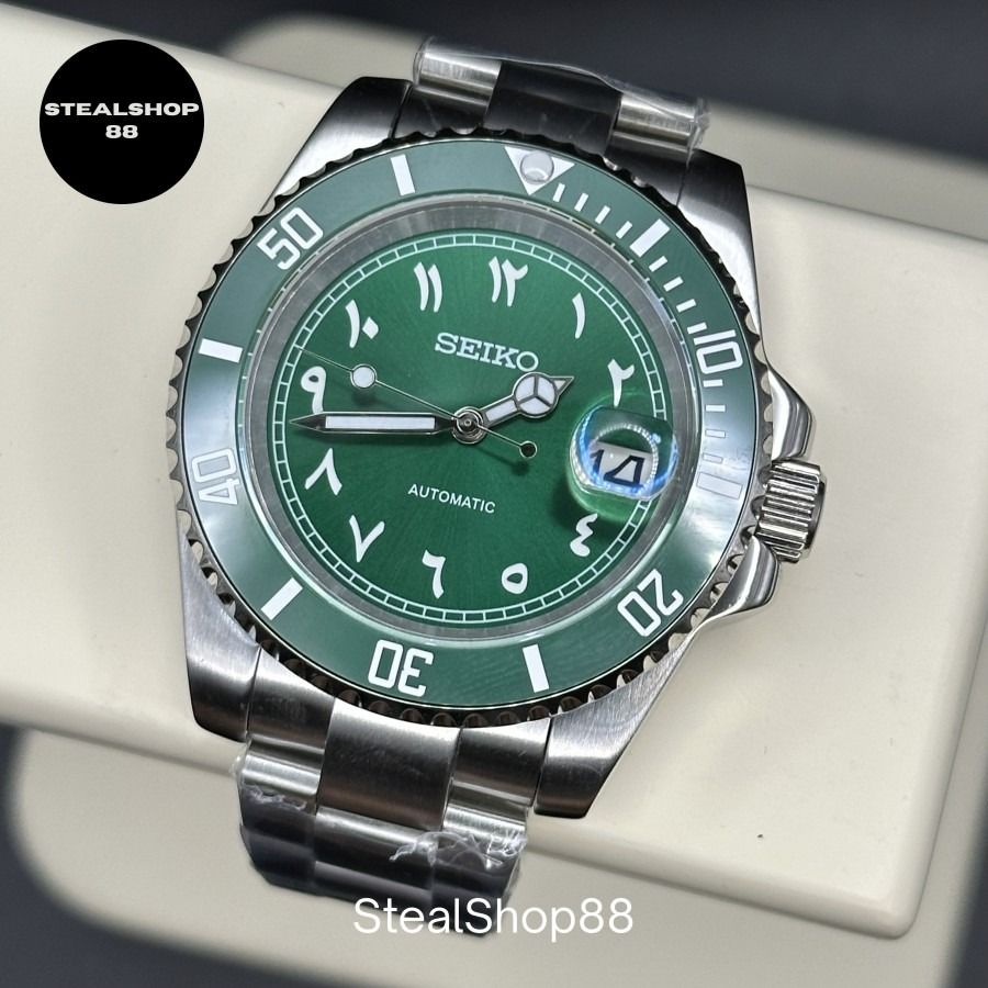 Seiko Submariner Hulk Arabic Green NH35 Sultan, Barang Mewah, Jam ...