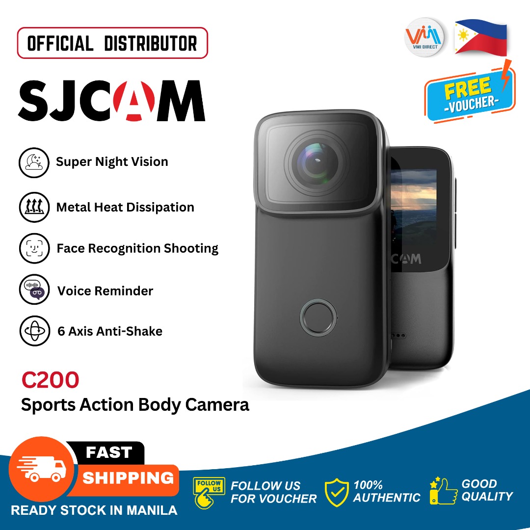 SJCAM C200 1.28”IPS Screen Mini Thumb Action Camera 4K 60FPS 6MP 2.4GHz ...