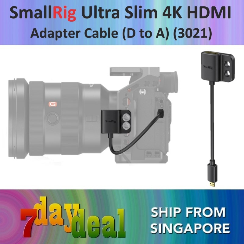 SmallRig Ultra Slim 4K HDMI Adapter Cable (D to A) (3021), Photography ...