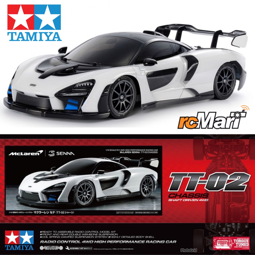 Tamiya 田宮模型遙控車 1/10 TT-02 McLaren Senna 4WD Shaft Drive Onroad EP Car Kit w/ Motor ESC, 興趣及遊戲 ...