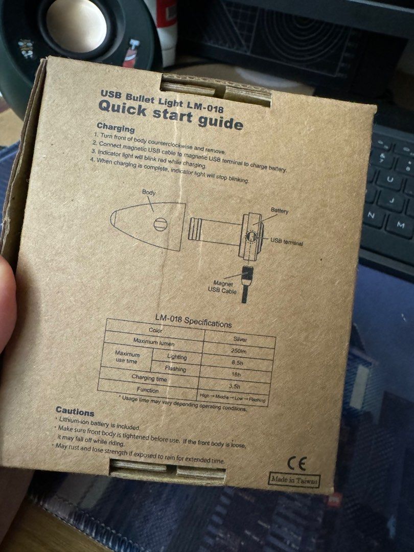 USB recharging bullet light, Sports Equipment, Bicycles & Parts ...