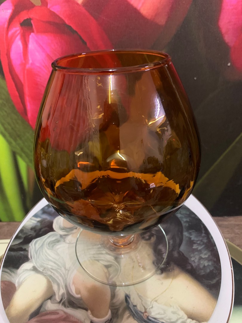 Vintage Diamond Quilted Amber Empoli Style Art Glass Large Goblet ... Vintage Diamond Quilted Amber Empoli Style Art Glass Large Goblet ...