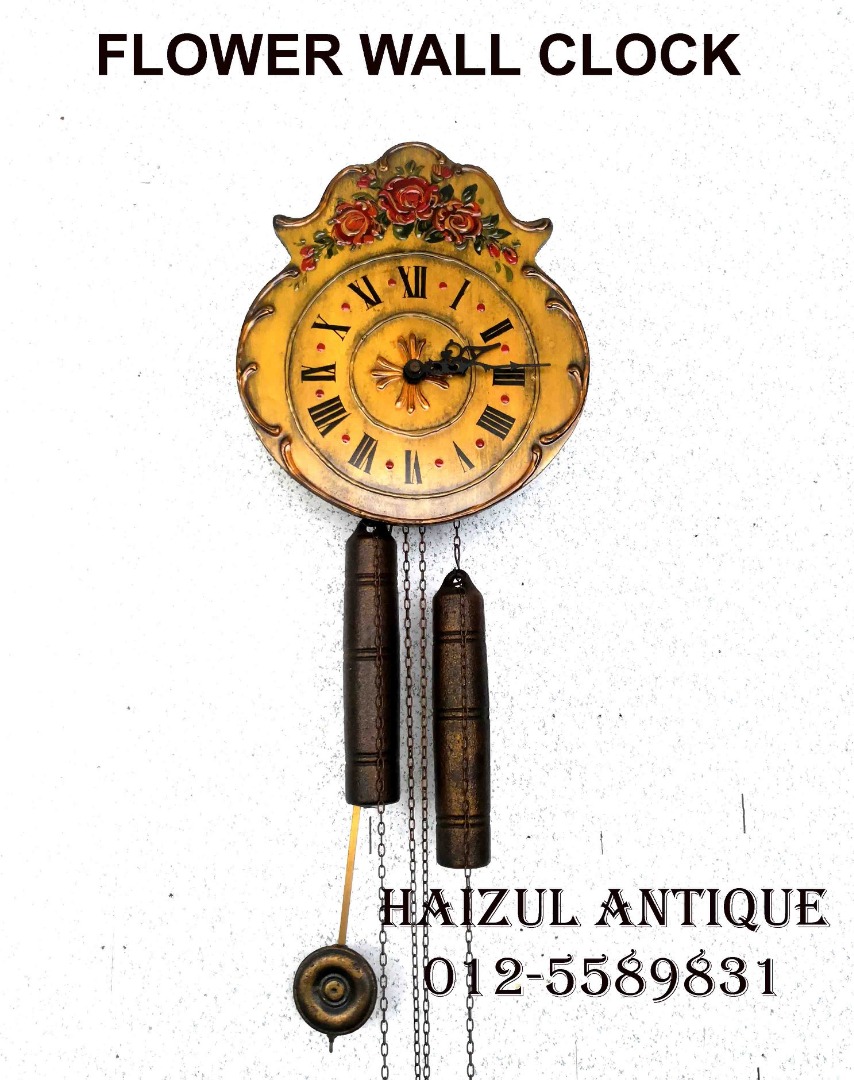 VINTAGE FLOWER WALL CLOCK, Hobbies & Toys, Collectibles & Memorabilia ...